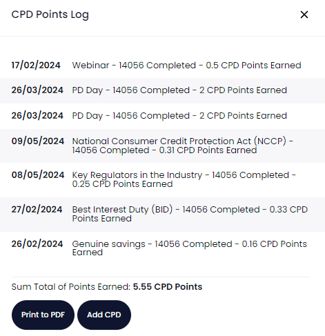 Using the CPD Points Tracker - Help Centre