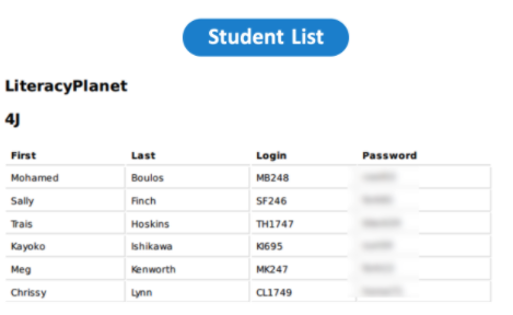 Manage Students - print student logins & QR codes